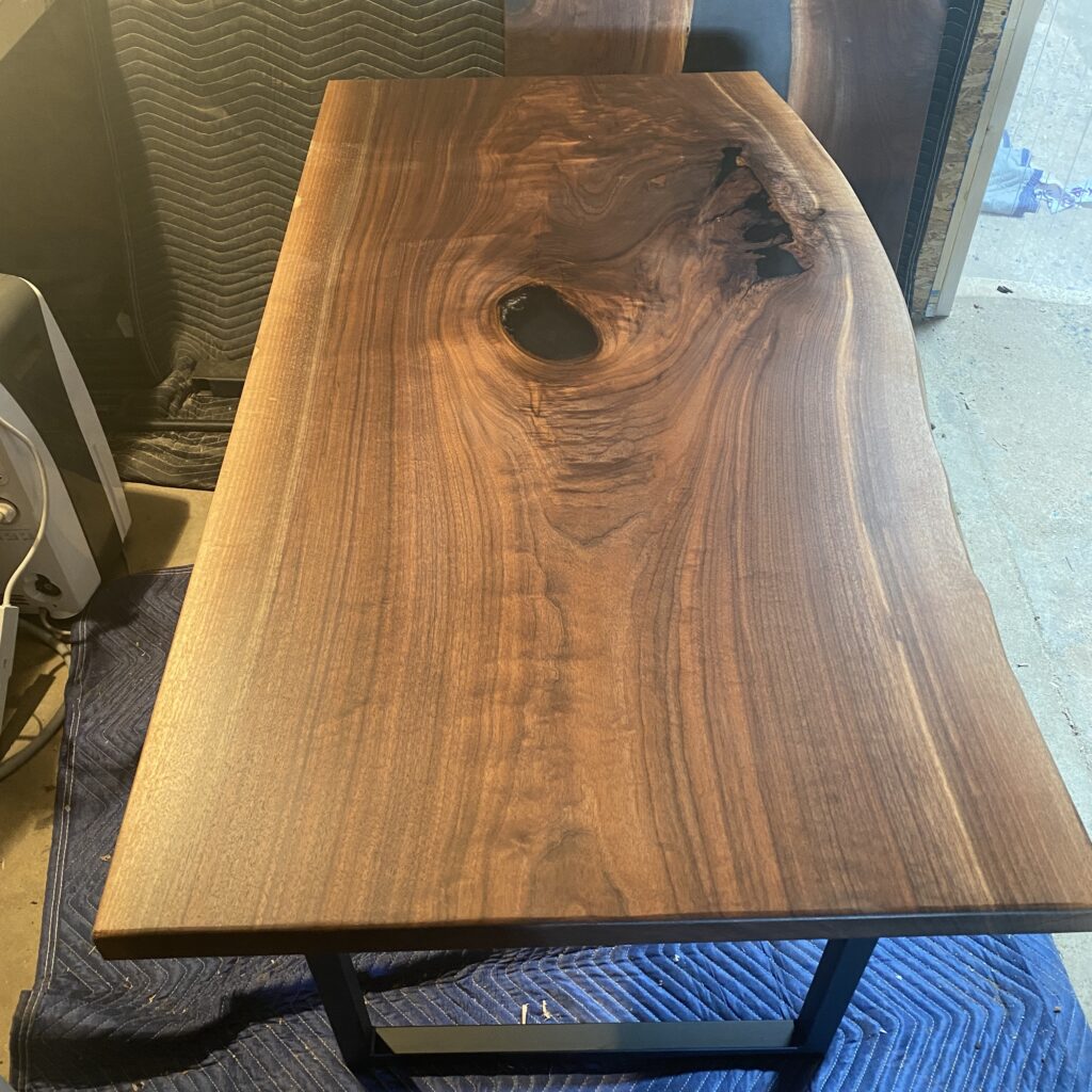 Black Walnut Live Edge Desk With Metal Legs - Lancaster Live Edge